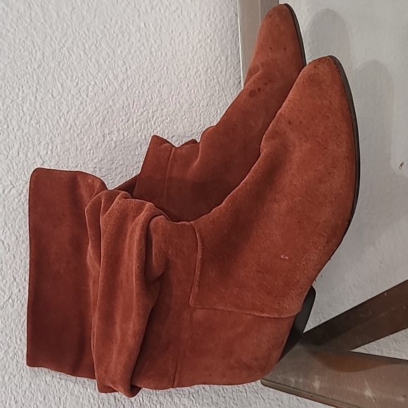Vintage | Shoes | Vintage Burnt Orange Suede Slouch Booties Size 8 ...